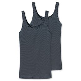 Unterhemd Schiesser "Modal Essentials", Damen, Gr. 42, N-Gr, blau (804, nachtblau), Single Jersey, Obermaterial: 80% Modal, 10% Elasthan, 10% Polyester, unifarben, figurbetont, Rundhals, Unterhemden Unterhemd, Single Jersey, weich, elastisch