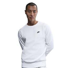Sweatshirt Nike Sportswear "M NK CLUB BB CREW", Herren, Gr. XL, wei&szlig;, schwarz, Jersey, Obermaterial: 80% Baumwolle, 20% Polyester, normal, Rundhals, angesetztes B&uuml;ndchen, Sweatshirts Sweatshirt, kurz&auml;rmelige Ausf&uuml;hrung, mit Rundhalsausschnitt, aus Jersey-Material