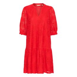 Midikleid Culture "Kleid CUhenriette", Damen, Gr. L, N-Gr, rot (racing rot), Obermaterial: 70% Polyamid PA. 30% Baumwolle CO., Kleider Midikleid