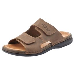 Pantolette Rieker, Herren, Gr. 42, braun (dunkelbraun), Leder, unifarben, Schuhe Pantolette, Sommerschuh, Strandschuh, Hausschuh mit weicher Innensohle