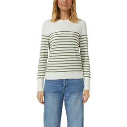 Rundhalspullover s.Oliver, Damen, Gr. 38, gr&uuml;n stripe, Obermaterial: 72% Viskose, 28% Polyester, gestreift, regular fit taillenbedeckt, Rundhals, Rippb&uuml;ndchen, Pullover Rundhalspullover, mit Streifenmuster