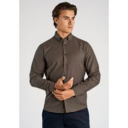 Businesshemd LINDBERGH "Oxford-Hemd Relaxed Fit", Herren, Gr. L, Normalgr&ouml;&szlig;en, dk braun mix, Obermaterial: 97% Baumwolle, 3% Elasthan, Hemden