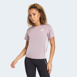 T-Shirt adidas Performance "TRAIN ESSENTIALS 3-STREIFEN WORKOUT", Damen, Gr. M, rosa (preloved fig, wei&szlig;), Obermaterial: 93% Polyester, 7% Elasthan, Rundhals, Shirts T-Shirt