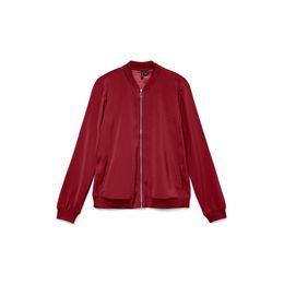 V&eacute;ro Moda Bomberjacke VERO MODA "VMCOCO L/S BOMBER NOOS", Damen, Gr. L, biking rot, Web, Obermaterial: 96% Polyester, 4% Elasthan, unifarben, regular fit normal, Rundhals, Rippb&uuml;ndchen, Jacken Bomberjacke, Materialmix, mit Stretch, Topseller