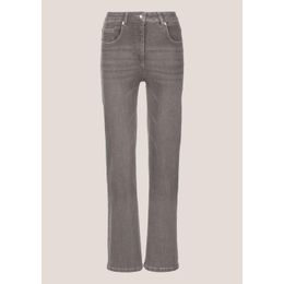 Madeleine Mode Regular-fit-Jeans MADELEINE "Denimhose Schmale Jeans im Five-Pocket-Style", Damen, Gr. 19, N + K Gr, grau, Obermaterial: 95% Baumwolle CO. 5% Elasthan EL., Modern, Jeans, Mit "M"-Stickerei auf der Ges&auml;&szlig;tasche