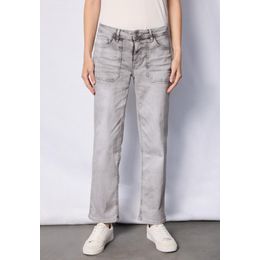Comfort-fit-Jeans STREET ONE STUDIO, Damen, Gr. 36, L&auml;nge 28, grau (light grau random), Jeans, 84% Baumwolle, 13% Polyester, 3% Elasthan, unifarben, kn&ouml;chelfrei, Jeans, Middle Waist