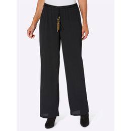Palazzohose Lady, Damen, Gr. 48, Normalgr&ouml;&szlig;en, schwarz, 100% Polyester, unifarben, lang, Hosen Palazzohose