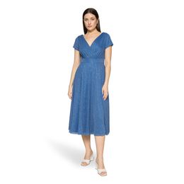 Cocktailkleid Vera Mont "Damen im Glitzer-Look", Damen, Gr. 38, Normalgr&ouml;&szlig;en, blau (silber, light blau), Netz, Obermaterial: 100% Polyester. Futter: 100% Polyester, ausgestellt kurz, V-Ausschnitt, Kleider, Stoff