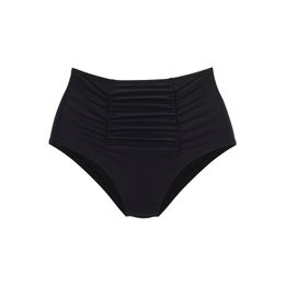 Highwaist-Bikini-Hose Lascana "Ronda", Damen, Gr. 36, N-Gr, blau (schwarz), Recycling-Polyamid, unifarben, Badehosen, mit Shaping-Effekt