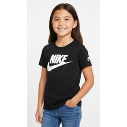 T-Shirt Nike Sportswear, M&auml;dchen, Gr. 110 (5), schwarz-wei&szlig; (schwarz(wei&szlig;)), Obermaterial: 60% Baumwolle, 40% Polyester, Rundhals, Shirts T-Shirt, f&uuml;r Kinder, aus Baumwolle und Polyester, pflegeleicht