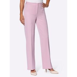 B&uuml;gelfaltenhose Lady, Damen, Gr. 19, Kurzgr&ouml;&szlig;en, rosa (ros&eacute;), 64% Polyester, 34% Viskose, 2% Elasthan, unifarben, lang, Hosen