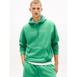 Hoodie Tommy Jeans "TJM REGULAR LINEAR LOGO HOODIE EXT", Herren, Gr. XL, gr&uuml;n (bahama gr&uuml;n), Sweatware, Obermaterial: 80% Baumwolle, 20% Polyester, regular fit h&uuml;ftlang, Rundhals, eingesetzt B&uuml;ndchen, Sweatshirts Hoodie, mit Logo-Stickerei