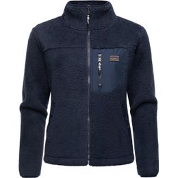 Pl&uuml;schjacke Ragwear "Alaris", Damen, Gr. 4XL (48), blau (navy), Pl&uuml;sch, Material: 100% Polyester, Basic, oversize h&uuml;ftbedeckend, hoch geschlossener Ausschnitt, &Auml;rmel ohne &Auml;rmelschlitz normaler Saum mit Gummizug, Jacken, Kuschelige Fleecejacke mit Brusttasche