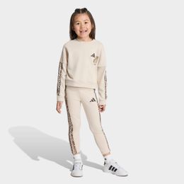 Trainingsanzug adidas Sportswear "SET, LEGGINGS, ANIMALPRINT", Jungen, Gr. 140, crystal linen, multicolor, schwarz braun, Obermaterial: 70% Baumwolle, 30% Polyester. Obermaterial Hose: 93% Baumwolle, 7% Elasthan, Sportanz&uuml;ge Trainingsanzug