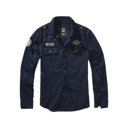 Langarmhemd Brandit "Brandit Herren Luis Vintageshirt", Herren, Gr. 4XL, US-Gr&ouml;&szlig;en, blau (navy), 100% Baumwolle, unifarben, normal, Hemden