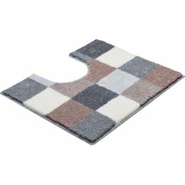 Badematte Grund "BONA" Gr. 3, grau (grau, braun), H:20mm, Polyester, Badematten, Badematte, rutschhemmender R&uuml;cken, kariert, flauschig, weich