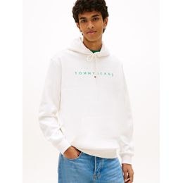 Hoodie Tommy Jeans "TJM REGULAR LINEAR LOGO HOODIE EXT", Herren, Gr. 4XL, wei&szlig; (ancient wei&szlig;, bahama gr&uuml;n), Sweatware, Obermaterial: 80% Baumwolle, 20% Polyester, regular fit h&uuml;ftlang, Rundhals, eingesetzt B&uuml;ndchen, Sweatshirts Hoodie, mit Logo-Stickerei