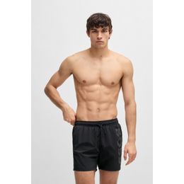 Badeshorts BOSS "Octopus", Herren, Gr. L (52), N-Gr, grau (dunkelgrau 022), Web, Obermaterial: 100% Polyamid, Badehosen Badeshorts, Mit BOSS Logoschriftzug, elastischer Taillenbund mit Kordel