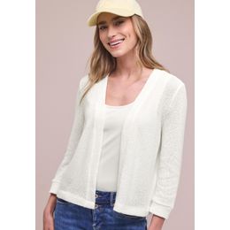 Cardigan Street One, Damen, Gr. 38, sanftes wei&szlig;, Stoff, 49% Polyester, 41% Baumwolle, 10% Viskose, unifarben, normal normal, ohne Ausschnitt, B&uuml;ndchen, Strickjacken, aus elastischem Materialmix