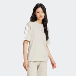 T-Shirt adidas Sportswear "W 3S SJ BF T", Damen, Gr. L, grau (wonder alumina, wei&szlig;), Obermaterial: 100% Baumwolle, normal, Rundhals, Shirts T-Shirt, lockere Passform, Kurzarmdesign, sportlicher Stil, aus Baumwolle