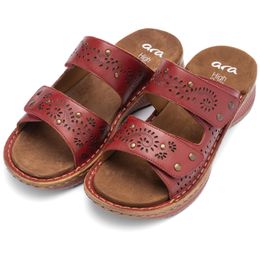 Pantolette Ara "HAWAII", Damen, Gr. 39, dunkelrot, Glattleder, Lyralochung, Schuhe Pantolette, Keilabsatz, Schlupfschuh, Sommerschuh, in G-Weite (= weit)