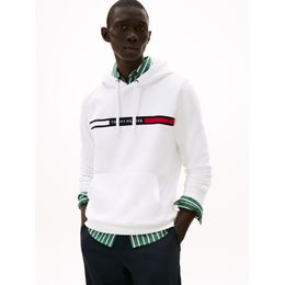 Kapuzensweatshirt Tommy Hilfiger "HILFIGER CHEST INSERT", Herren, Gr. M, wei&szlig;, Sweatware, Obermaterial: 70% Baumwolle, 30% Polyester, unifarben, regular fit h&uuml;ftlang, eingesetzt B&uuml;ndchen, Sweatshirts, unifarben, casual, regular fit, Baumwollmix, Kapuze