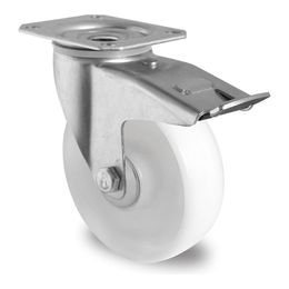 CASCOO Lenkrolle mit Totalfeststeller &oslash; 100 mm Serie N0N0 Kugellager (TBP25W0100N0N0B30)