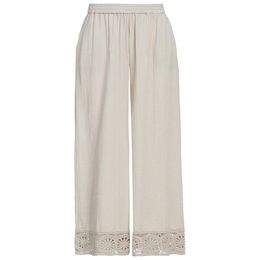 Gina Damen Musselin-Hose mit H&auml;kelsaum