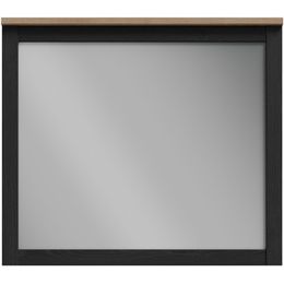 Garderobenspiegel FORTE "Bohol Spiegel, Rahmenoptik B/H/T 86,4/76/3,2 cm", schwarz (riviera eiche, cabezone eiche), B:86,4cm H:76cm T:3,2cm, Spiegelglas, Spiegel, Garderobenspiegel