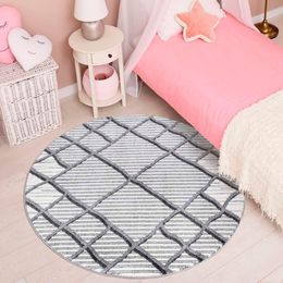 Teppich Carpet City "YOUNG965", grau, H:11mm &Oslash;:160cm, Polypropylen (PP), Teppiche, Teppich, Moderner Jugend- Kinder Teppich, ideal f&uuml;r Jugendzimmer