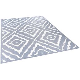 Teppich Tom Tailor HOME "Garden Pattern" Gr. 2, blau, B:70cm H:3mm L:120cm, Kunstfaser, Teppiche, Teppich, Flachgewebe, modernes Rauten Design, In- und Outdoor geeignet