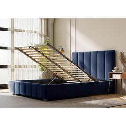 Boxxx Polsterbett, Blau, Kunststoff, Birke, Schichtholz, 180x200 cm, gepolstertes Kopfteil, in verschiedenen Gr&ouml;&szlig;en erh&auml;ltlich, Schlafzimmer, Betten, Polsterbetten
