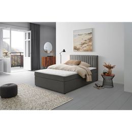 P & B Boxbett, Dunkelgrau, Holz, Textil, Tanne, H3, 7-Zonen, H&ouml;he ca. 20 cm, 140x200 cm, Schlafzimmer, Betten, Boxspringbetten