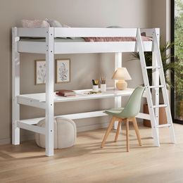 P & B Hochbett, Wei&szlig;, Holz, Kiefer, massiv, links montierbar, rechts montierbar, 90x200 cm, FSC Mix, Kinder- & Jugendzimmer, Kinderm&ouml;bel, Kinderbetten, Hochbetten