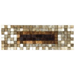 Monee Objektbild, Mehrfarbig, Silber, Gold, Holz, Kunststoff, Tanne, Sperrholz, Hartholz, Abstraktes, rechteckig, 180x55 cm, 3D-Effekt, Bilder und Zubeh&ouml;r, Wandbilder, Metallbilder