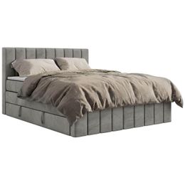BOXSPRINGBETT ALVER KING DUO 180/200 - Hellgrau Velvet - H4
