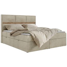 BOXSPRINGBETT ORVO 180/200 - Beige Velvet - Topper T25 - H4