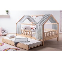 Hausbett KIM Naturfarben Grau ca. 90x200 cm Echtholz
