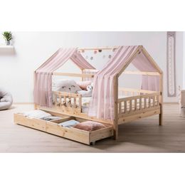 Hausbett KIM Naturfarben Altrosa ca.120x200cm Echtholz