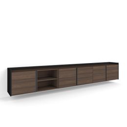 LOWBOARD, Dunkler Eiche und Schwarz, 309/35/50cm, H&auml;ngend
