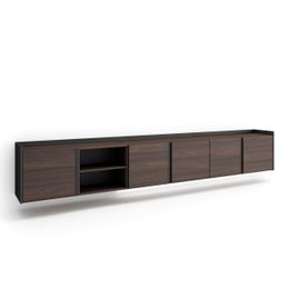 LOWBOARD, Dunkler Eiche und Schwarz, 309/35/50cm, H&auml;ngend