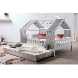 Hausbett KIM Wei&szlig; Grau ca. 90x200 cm Echtholz