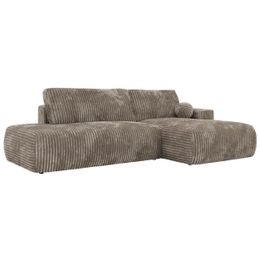 ECKSOFA TAREN L Hellbraun Cord - Rechts