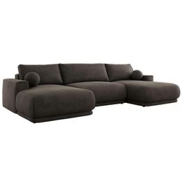 WOHNLANDSCHAFT RINA U Dunkelgrau Velvet
