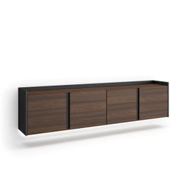 LOWBOARD, Dunkler Eiche und Schwarz, 207/35/50cm, H&auml;ngend