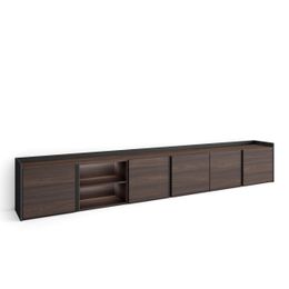 LOWBOARD, Dunkler Eiche und Schwarz, 309/35/50cm, mit Led
