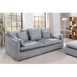 Riess Ambiente Gro&szlig;es 3-Sitzer Sofa HEAVEN 200cm hellgrau Cord Federkern Hussensofa abnehmbarer Bezug Riess-Ambiente Wohnzimmer Landhaus Modern Skandinavisch