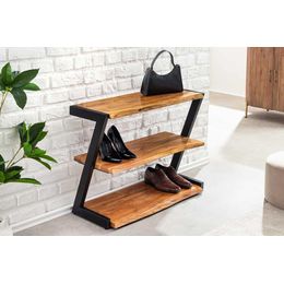 Riess Ambiente Massives Schuhregal MAMMUT 75cm braun honey finish Akazienholz Regal Riess-Ambiente Industrie & Loft Landhaus Natur