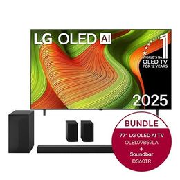 Schwarz LG 77&Prime; OLED AI B5 4K Smart TV + 5.1Kanal Home Theater Soundbar DS60TR mit SurroundSound und hinteren Lautsprechern OLED77B59LA.DS60TR