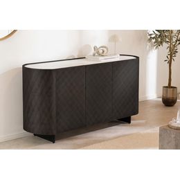 Riess Ambiente Design Sideboard REFLECTION 150cm wei&szlig; Keramik Marmor anthrazit 3D Effekt brushed Finish Riess-Ambiente Industrie & Loft Modern Retro Rustikal...